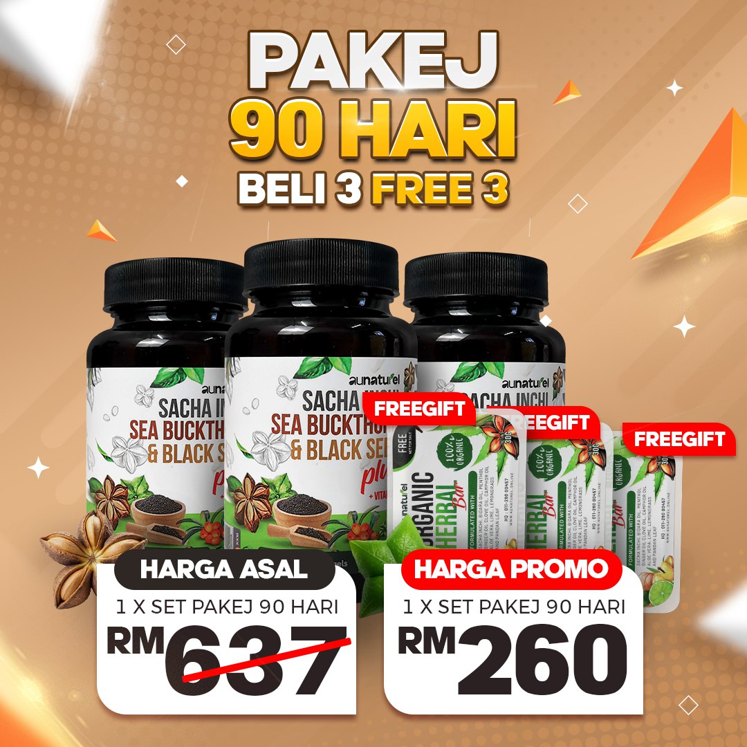 PAKEJ 3 BOTOL SACHA INCHI – Aunaturel Malaysia